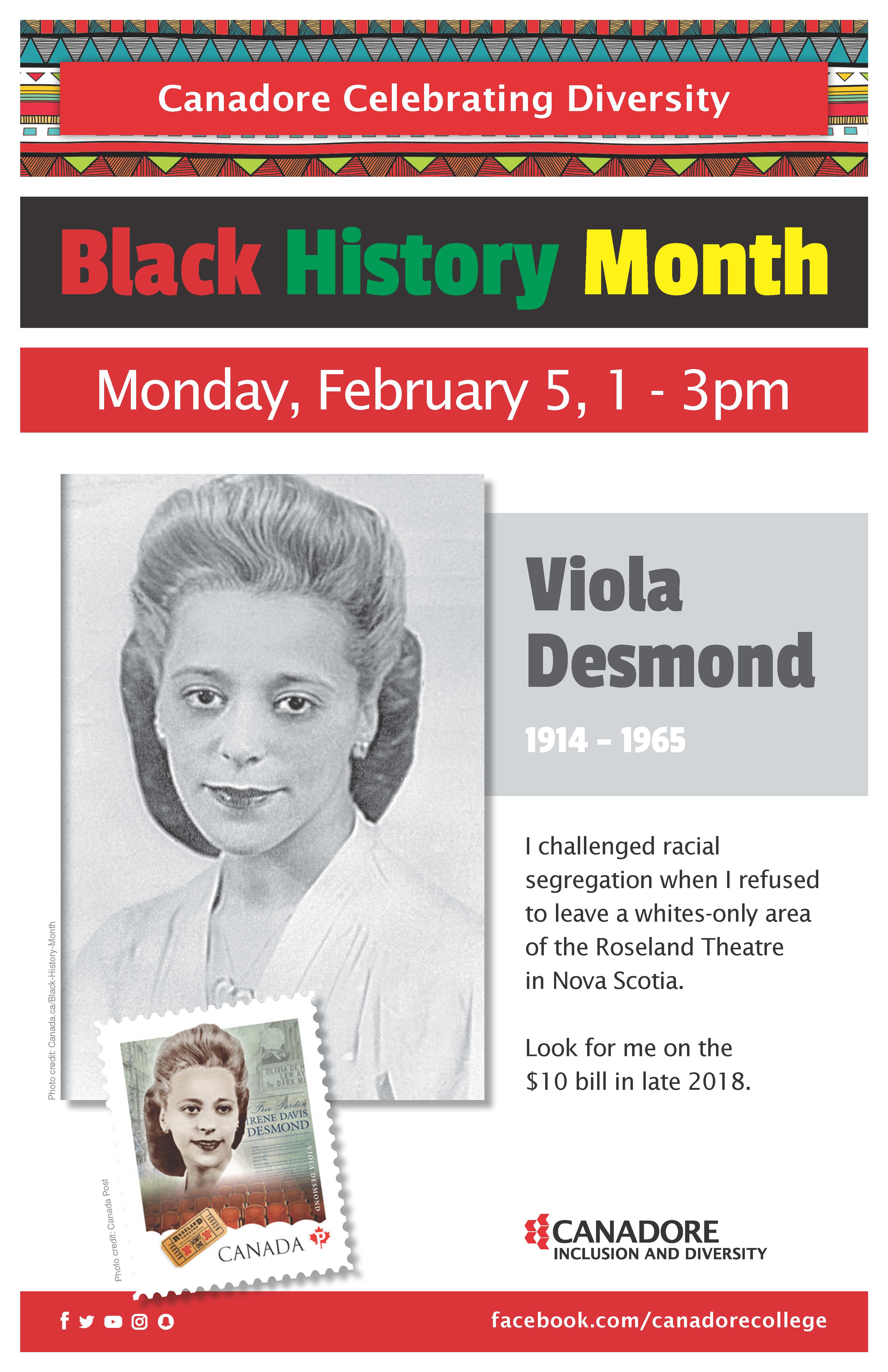 Black History Month Spotlight - Viola Desmond - Canadore College