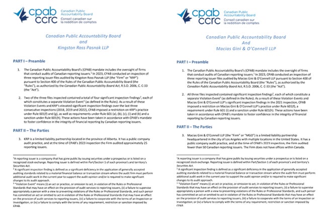 Two more accounting firms censured by Canadian audit watchdog thus far ...