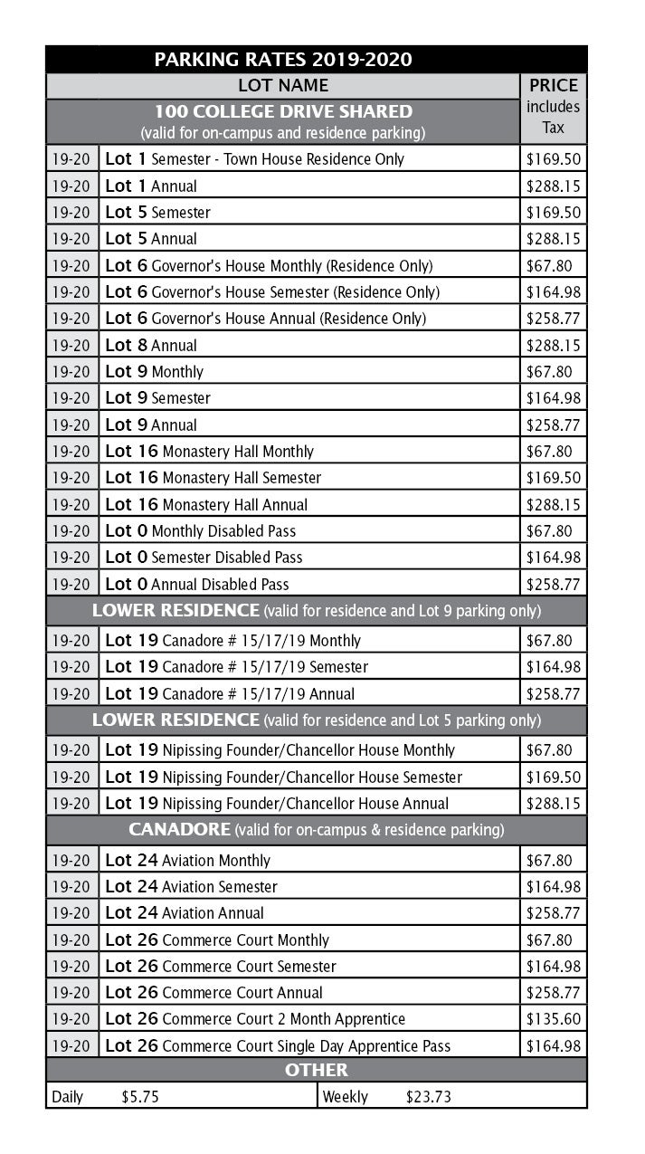 Parking Services - Canadore College