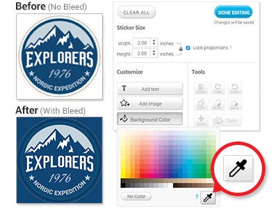 How do I eliminate the white border around my sticker?